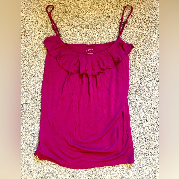 LOFT | Tops | Loft Ann Taylor Pink Ruffled Cami Medium | Poshmark